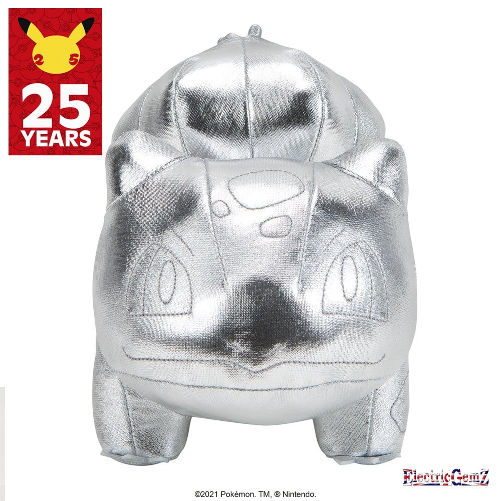 Pokemon 25th Celebration 8in Silver Bulbasaur Plush| ElectricGemZ